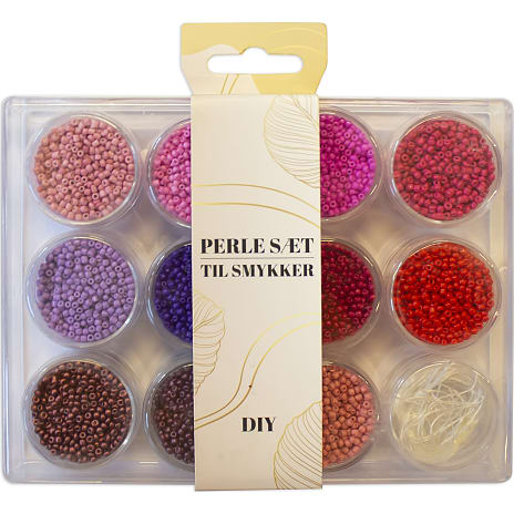 Perleæske små perler 12 stk. - lilla toner | Køb online på br.dk!