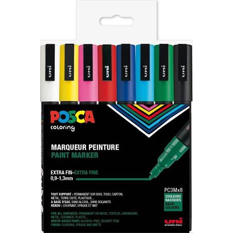 Posca PC3M tuscher 8-pak - standardfarver | Køb online på br.dk!