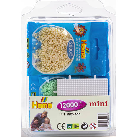 Hama mini perler 12000 stk. med stiftplade - pastelfarver | Køb online ...