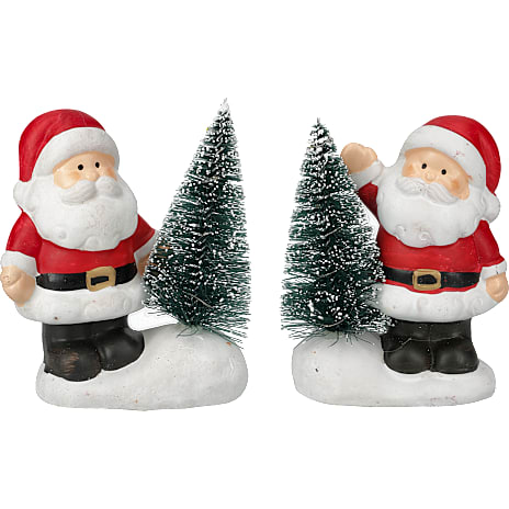 Julemand med juletræ og LED lys H: 13 cm - flere varianter - assorteret ...