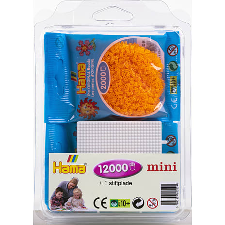 Hama mini perler 12000 stk. med stiftplade - neonfarver | Køb online på ...