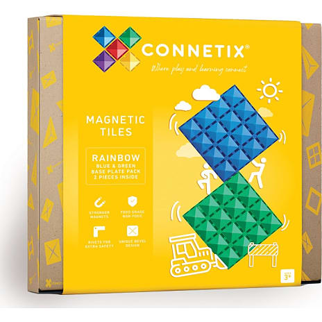 Connetix magnetplader 2 stk. - blå og grøn | Køb online på br.dk!