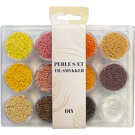 Perleæske små perler 12 stk. - brune toner | Køb online på br.dk!