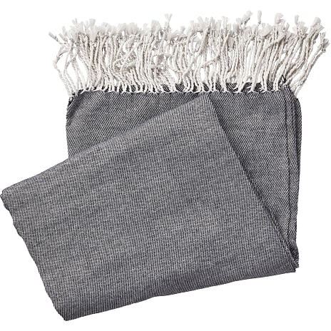 Plaid med frynser - grå og hvid | Køb på Bilka.dk!