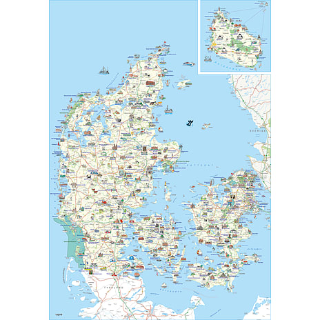Danmarkskort med seværdigheder | Køb på Bilka.dk!