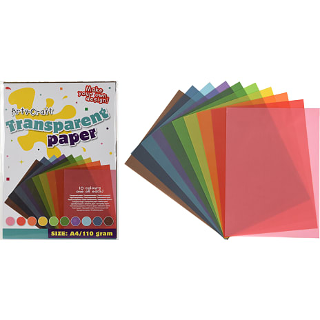Transparent farvet papir A4 - 10 stk. | Køb på Bilka.dk!