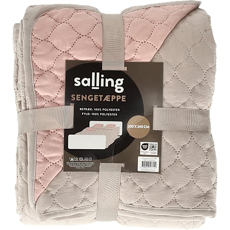Salling sengetæppe 200x240 cm - sandfarvet og rosa | Køb på Bilka.dk!