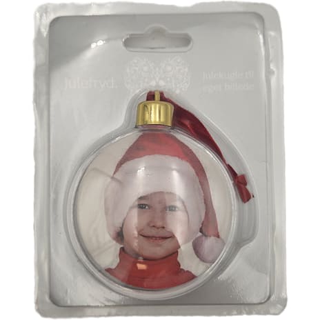 Julekugle til eget billede D: ca. 8 cm - flere varianter - assorteret ...