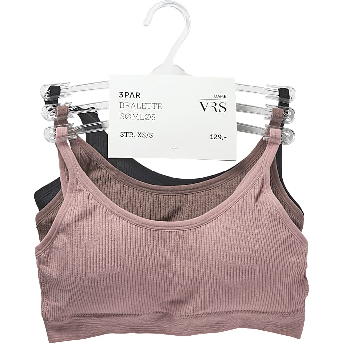 VRS dame 3-pak BH'er str. XS/S - sort/brun/rosa fra VRS woman hos Føtex ...