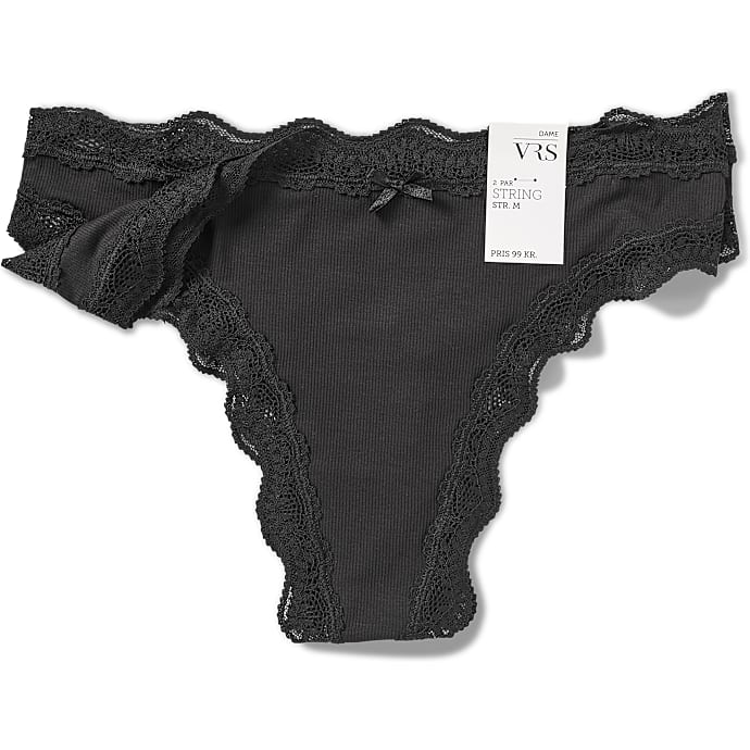VRS dame 2-pak g-streng str. M - sort fra VRS woman hos Føtex | Goma