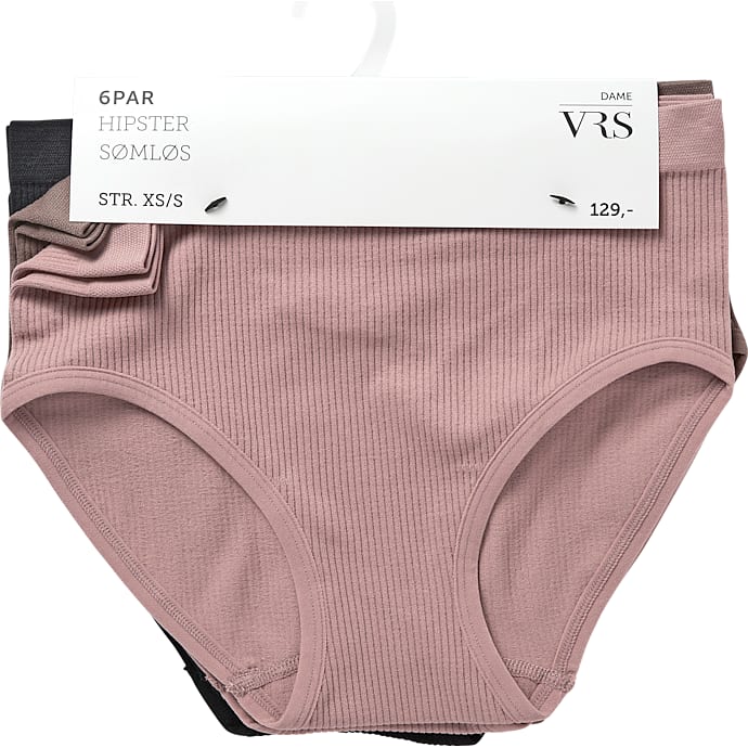 VRS dame 6-pak hipster str. XL/2XL - sort/brun/rosa fra VRS woman hos ...