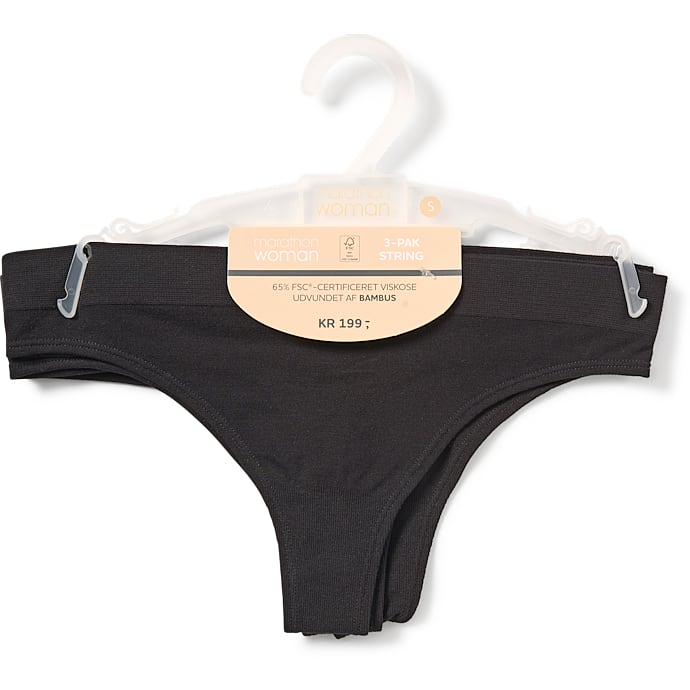 Marathon dame 3-pak g-streng str. S - sort fra Marathon hos Føtex | Goma